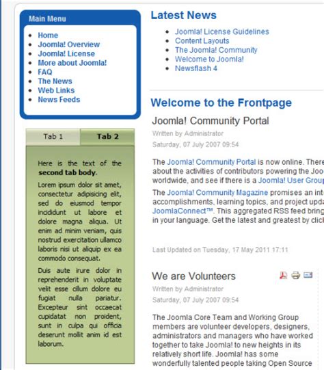 Likno Web Tabs Builder Joomla Add In For Joomla Sites Examples