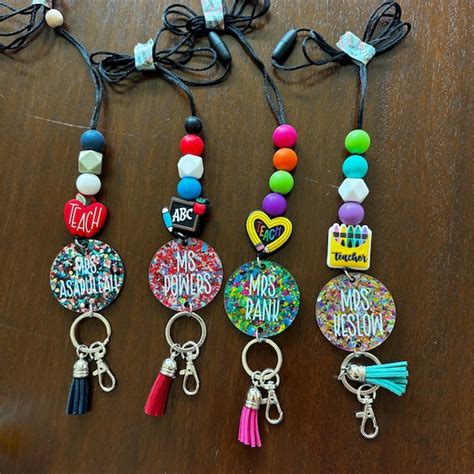 Teacher Glitter Lanyard Personalized Lanyard For Keys Or Id Badge
