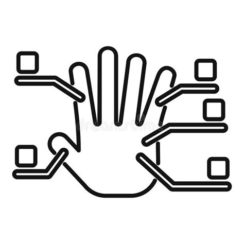 Signature Palm Scanning Icon Outline Vector Board Code Stock Vector