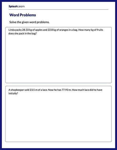 Addition Word Problems Worksheets Free Printable Splashlearn