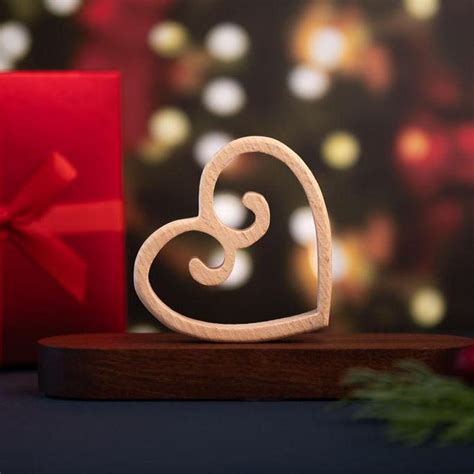 Scandinavian Wood Heart Ornament T For Rustic Wedding Woodland Home