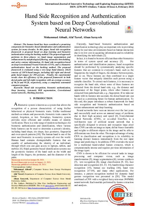 Pdf Hand Side Recognition And Authentication System Based On Deep Convolutional Neural Networks