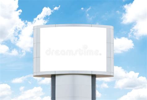 Pole Curve Light Box Billboard Isolated On White Background With