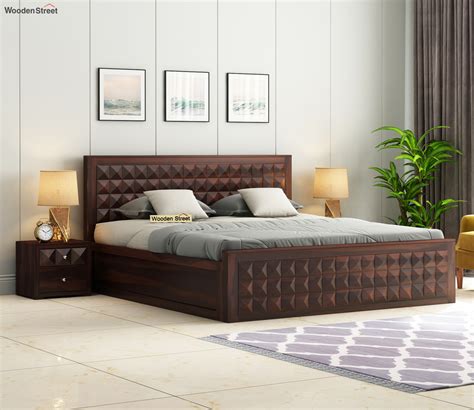 Buy Morse Sheesham Wood Bed With Box Storage King Size Walnut Finish
