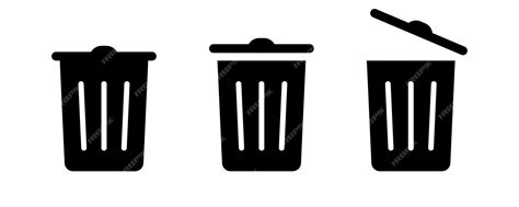 Premium Vector Trash Can Icon Garbage Symbol In Black Trash Bin Icons