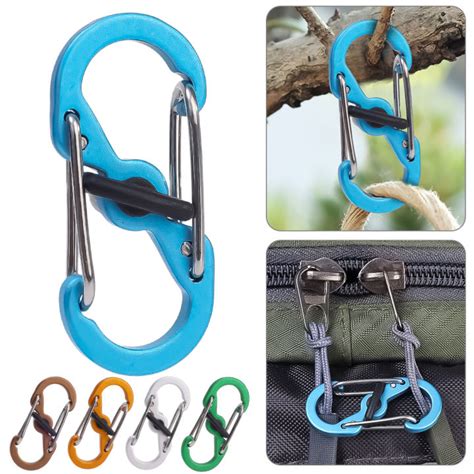 35pcs Outdoor Camping S Type Carabiner With Lock Mini Keychain Hook
