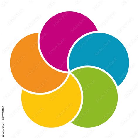 Colorful Infographic Pie Chart With Overlapping Circular Shapes Flower Form Graphic Circle