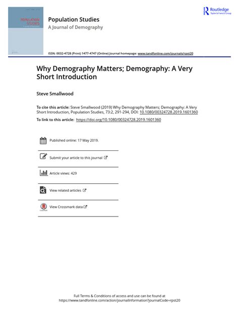 Why Demography Matters Demography A Very Short Introduction Pdf Demography Statistics