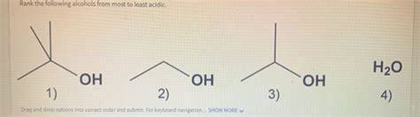 Solved Rank The Following Alcohols From Most To Least Chegg