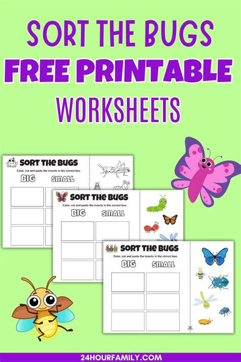 Big And Small Bugs Sorting Worksheets For Preschoolers Free To Print