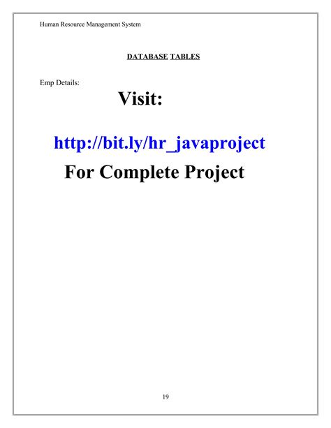 Human Resource Management System Java Project Doc