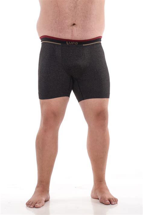 Cueca Boxer Plus Size Mescla Preta Poliamida
