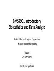 Biostat Week9 Lecture 1 Pdf BMS2901 Introductory Biostatistics And