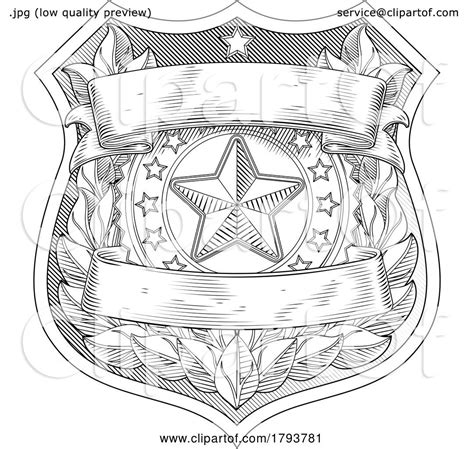 Police Military Badge Star Shield Sheriff Crest By Atstockillustration