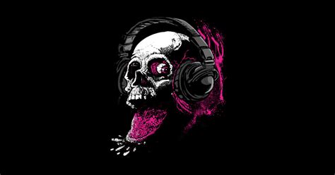 Raspberry Skull Wearing His Headphones Lt Skull Sticker Teepublic