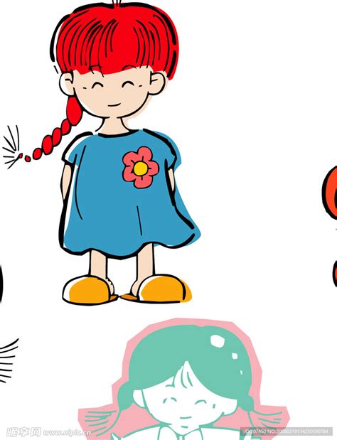 卡通小女孩设计图 生活人物 人物图库 设计图库 昵享网nipic Cn