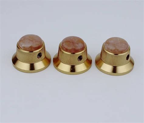 3pcs Strat Style Guitar Metal Gold Knobs Reverb