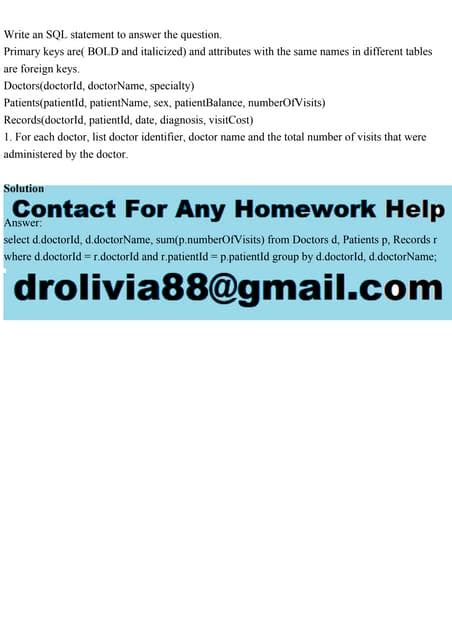 Write An Sql Statement To Answer The Question Primary Keys Are Bo Pdf