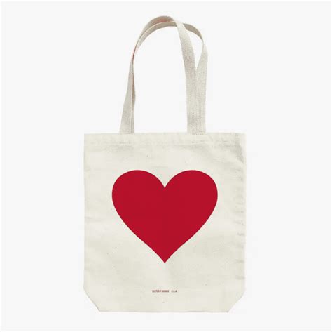 Red Heart Tote Bag Typo Market