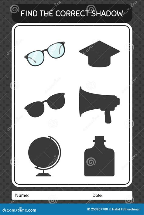 Find The Correct Shadows Game With Glasses Worksheet For Preschool