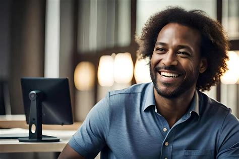 Premium Ai Image Closeup Portrait Of A Happy Middleaged Software