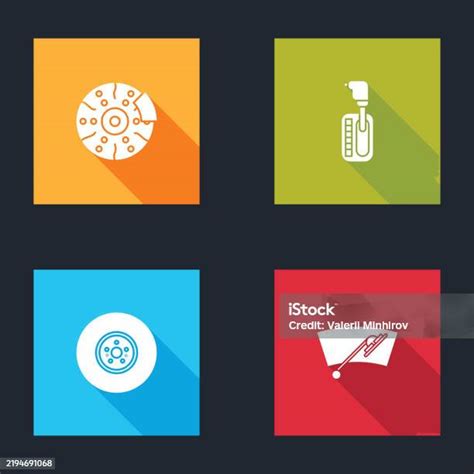 캘리퍼 기어 시프터 및 윈드스크린 와이퍼 아이콘으로 자동차 브레이크 디스크를 설정합니다 벡터 강철에 대한 스톡 벡터 아트 및 기타 이미지 Istock