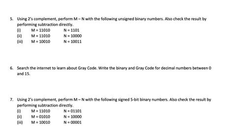 solved 5 using 2 s complement perform m n with the