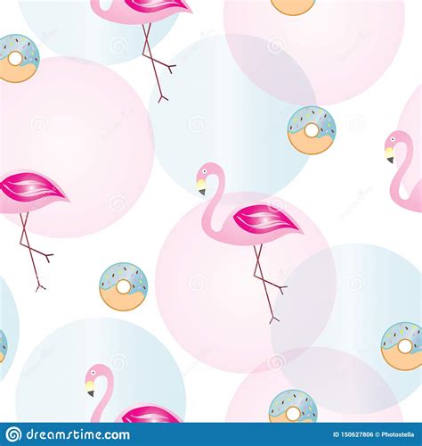 Modelo Incons til Con Vector De Los Flamencos Y De Los Anillos De Espuma Ilustración del Vector