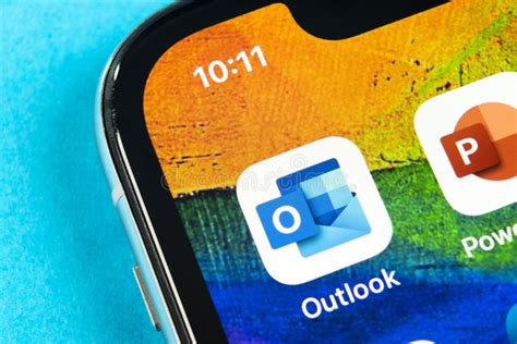 Microsoft Outlook Office Application Icon On Apple IPhone X Screen Close Up Microsoft Outlook