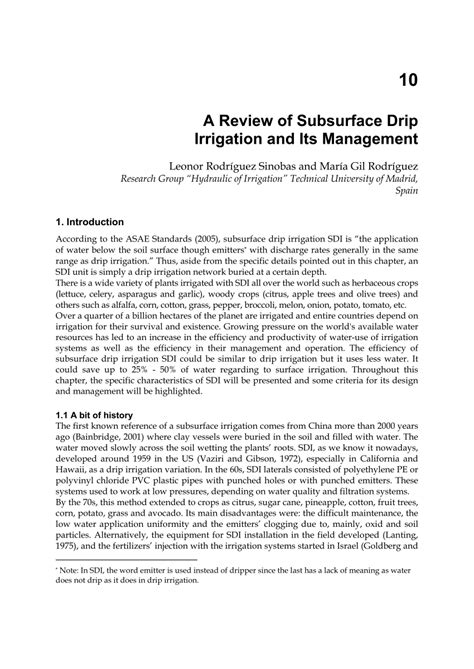 Pdf A Review Of Subsurface Drip Irrigation And Its Management