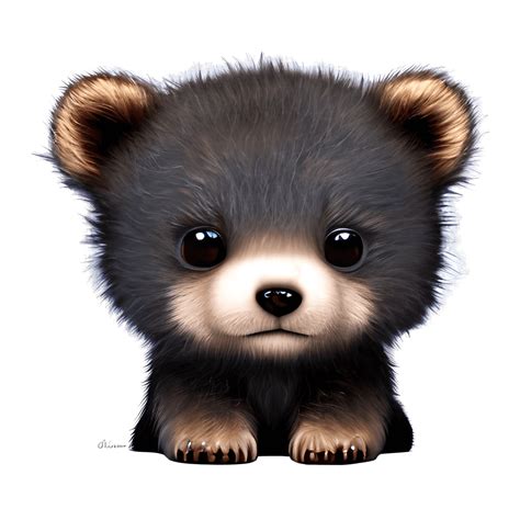 Happy Cute Adorable Baby Bear Cub With Realistic Eyes Fuzzy Creative
