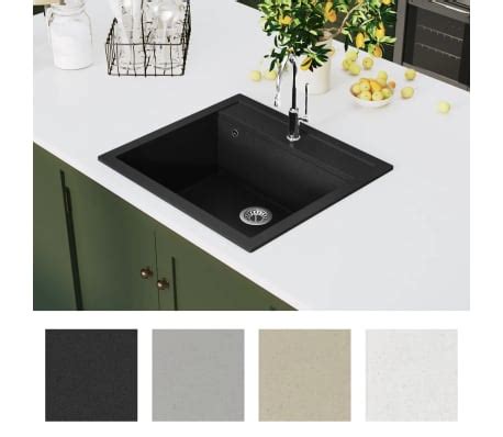 vidaXL Évier de cuisine en granit Bac unique Noir vidaXL fr