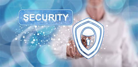 Man Touching A Cyber Security Concept Stock Image Image Of Crime