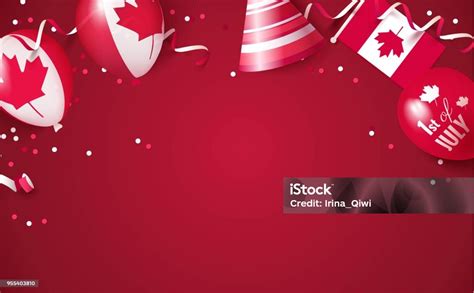 7 월 1입니다 풍선 깃발 색종이와 캐나다 독립 기념일 축 하 배경 1867년에 대한 스톡 벡터 아트 및 기타 이미지 1867년 3차원 형태 7월 Istock