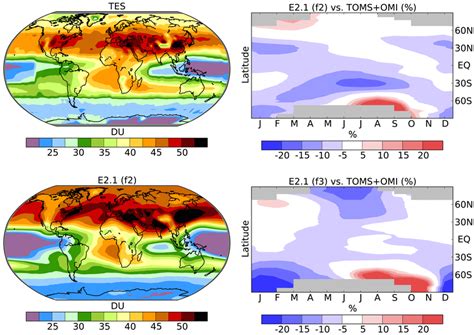 Left Column Annual Average 2005 2009 Tropospheric Column Ozone Du In Download Scientific