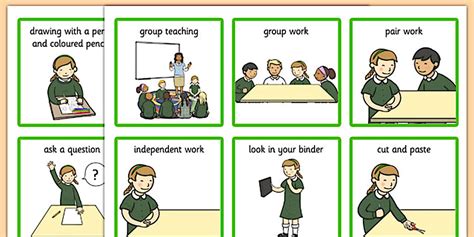Editable Classroom Visual Aid Cards Girl Teacher Made