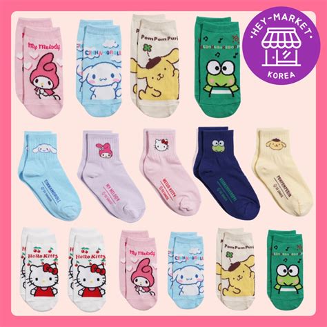 Mua Chất Lượng Cao Nhân Vật Trẻ Em Vớ 2 Cặp 1 Bộ Sanrio Hello Kitty My Melody Pompompurin