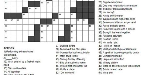 OC Art A Dungeons Dragons Themed Crossword Puzzle Crossword
