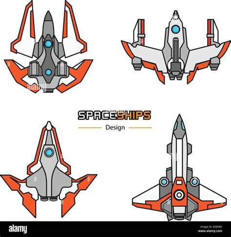 Spaceships Aircraft Design Vector Set In Flat Style Stock Vector Image