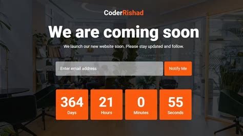 Responsive Coming Soon Page Design Using Html Css And Javascript