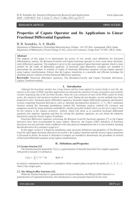 PDF Properties Of Caputo Operator And Its Applications To Linear