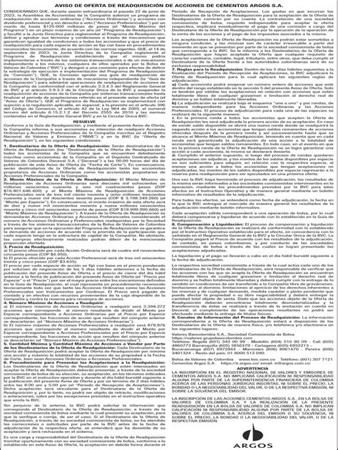 12x3 Ec ReadquisiciÓn De Acciones De Cementos Argos 3 1 Pdf