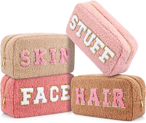 Amazon Paterr 4 Pcs Chenille Letter Preppy Patches Makeup Bag