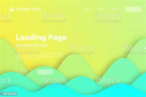 방문 페이지 템플릿 녹색 추상 물결 모양 트렌디 한 종이 컷 배경 3차원 형태에 대한 스톡 벡터 아트 및 기타 이미지 3차원 형태 곡선 광대한 Istock