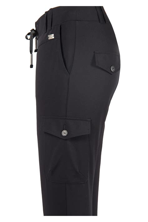 Tq Amsterdam High Waist Slim Fit Cargobroek Karin Van Travelstof Zwart Wehkamp