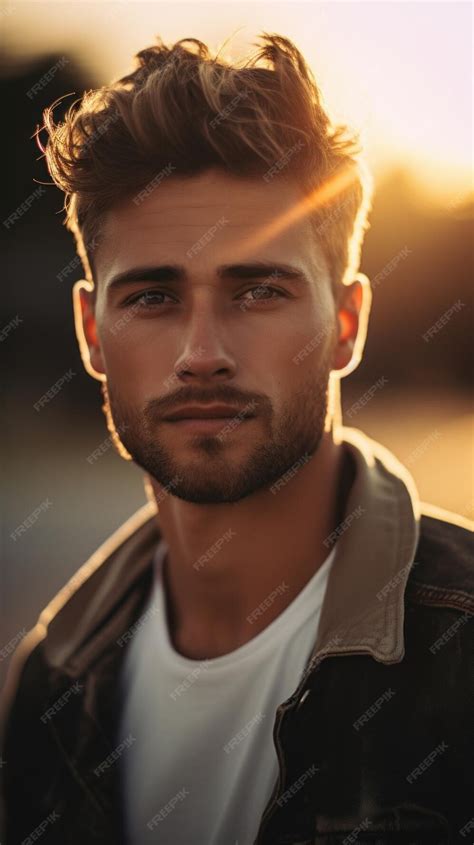 Premium Ai Image Portrait Of A Handsome Guy At Sunset Generative Ai