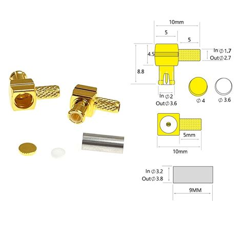MCX Male Right Angle Plug Crimp RG RG LMR RF Connector