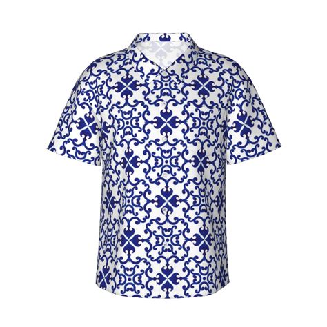 Disketp Hawaiian Shirts For Menblue And White Porcelain Chinaware
