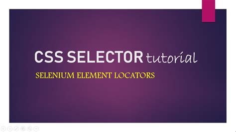Selenium Locator Css Selector Youtube