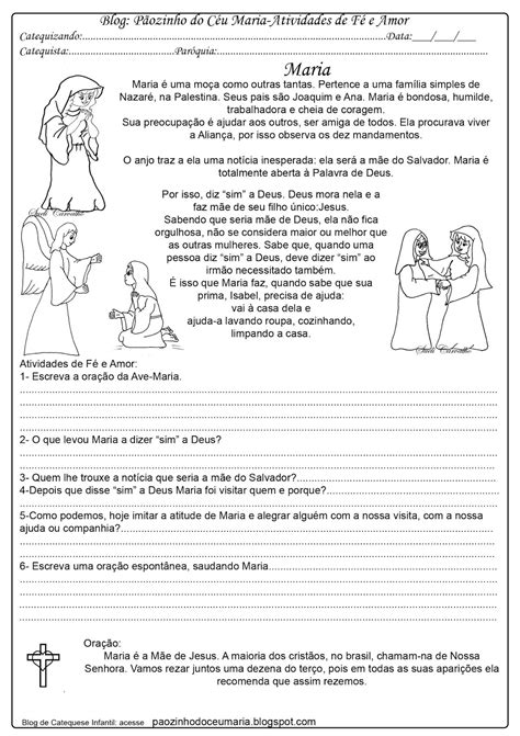 Pãozinho do Céu Maio mês de Maria Atividades de Catequese